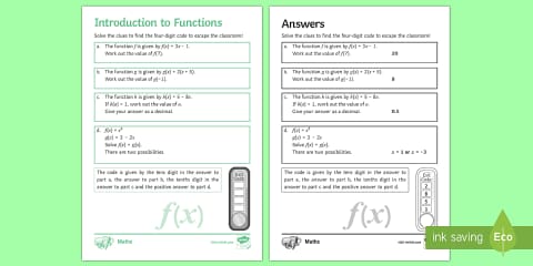 Escape the Room: Inverse Functions Exit Ticket