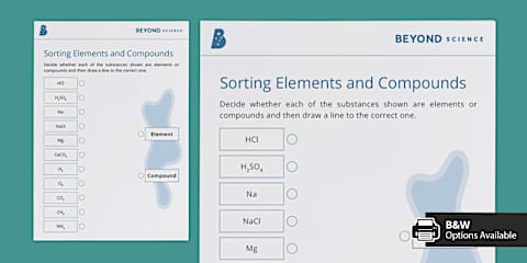Elements, Compounds and Mixtures Cut and Stick Activity