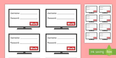 Pupil Computer Login Details Cards