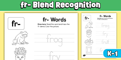 'fr' Blend Read and Write Worksheet