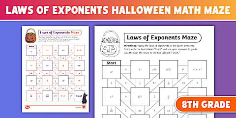 Eighth Grade Simplifying Exponential Expressions Using Exponent Rules ...