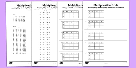 Grid Method Multiplication Worksheets - Maths Resources