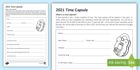 Design a Time Capsule Worksheet