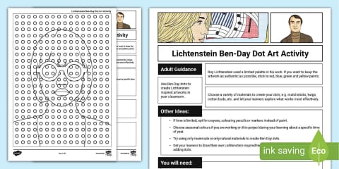 Roy Lichtenstein Colouring Pages - Grades 1-3 - Art