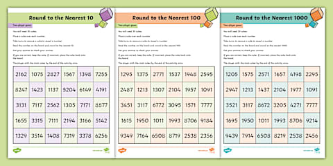 Rounding to the Nearest 10, 100 or 1000 Activity Sheet - KS2