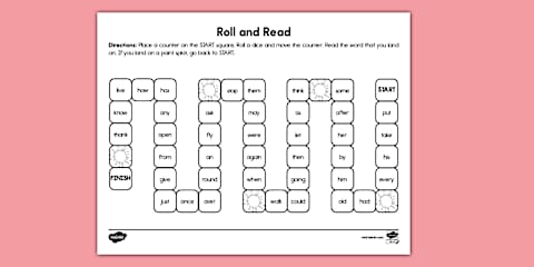 First Grade Sight Words Roll, Trace, and Color Worksheet