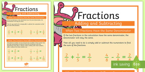 Numerator Denominator Display Poster - fraction, half, quarter, eighth ...