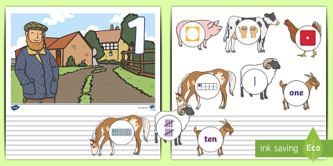Farm Animals Representing Numbers to 20 Sorting Activity