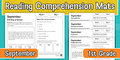 Second Grade September Daily Reading Comprehension Mats