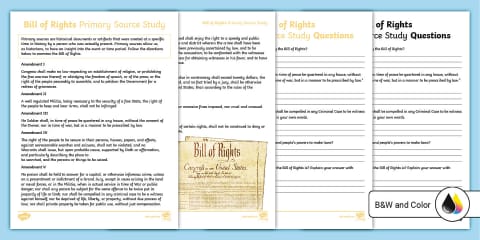 Fifth Grade Bill of Rights Reading Comprehension Activity