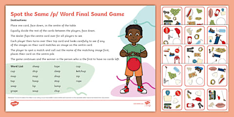 Spot the Same /t/ Word Final Sound Game