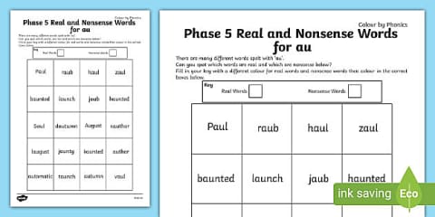 Phase 5 'ew' Color by Phoneme Real and Nonsense Words