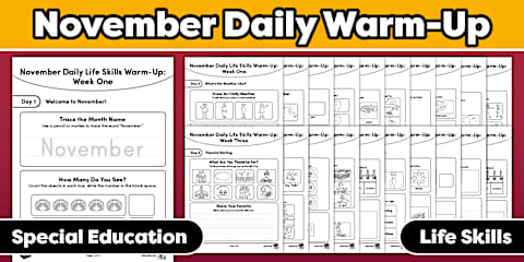 February Daily Life Skills Warm-Up Activities | Morning Work for ...