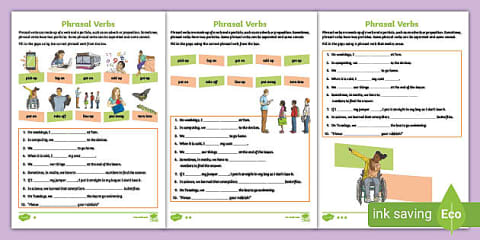 ESL Common Phrasal Verbs Activity Sheet [Kids, A1]