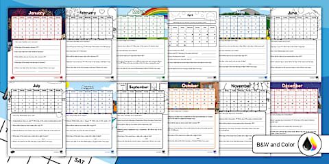 Reading Calendars Differentiated Worksheets