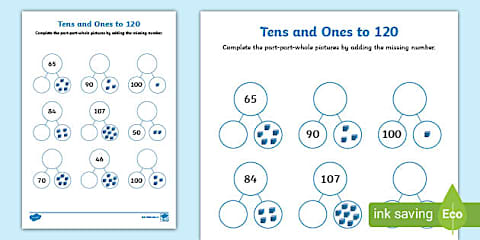 Recognise, Read and Write Numbers up to 120 Worksheet