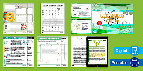 Sixth Grade Label the Parts of an Atom Differentiated Worksheet