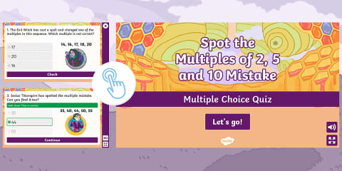 Missing Multiples of 2, 5 and 10 in a Sequence Multiple Choice Quiz