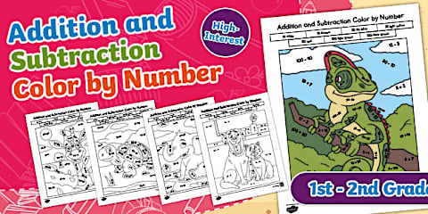 Winter Addition to 10 Color by Number Worksheet