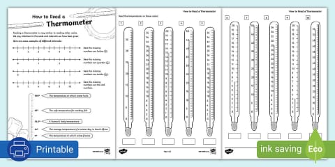 Temperature KS2 Thermometers Reading Worksheet