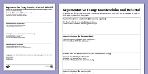Writing a Balanced Argument Worksheet for 6th-8th Grade