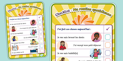 My Routine in French Display Poster