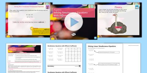 Solving Linear Simultaneous Equations Differentiated Lesson Pack