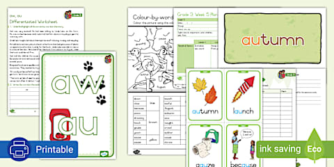 Grade 3 Phonics: aw au: Wordsearch