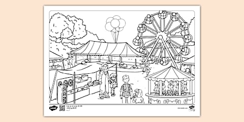 Summer Fair Colouring Pages, Fair, At the fair