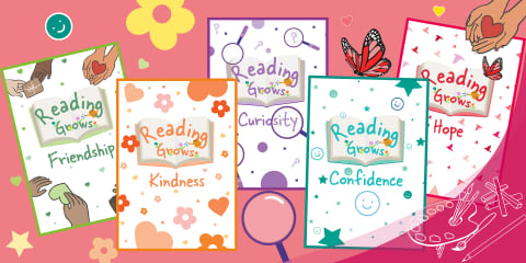 Muted Botanical Themed Reading Corner Display Banner