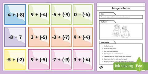 Adding and Subtracting Integers Worksheet | Negative Numbers