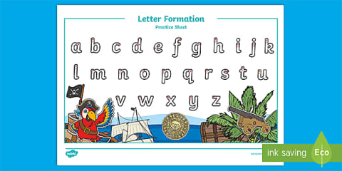 Dinosaur Letter Formation Alphabet Handwriting Practice Sheet (Lower Case)