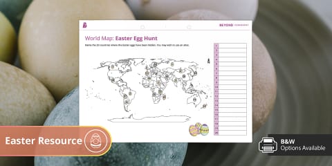 KS3 Latitude and Longitude Easter Egg Hunt Activity Pack
