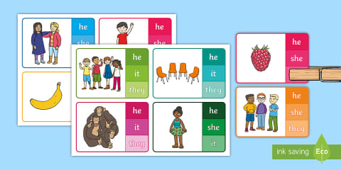 He, She, They And It - Pronoun Picture Cards