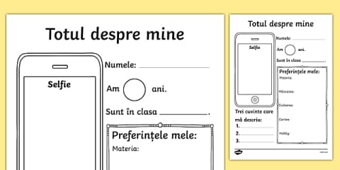 Totul despre mine – Fișă de lucru cu minge