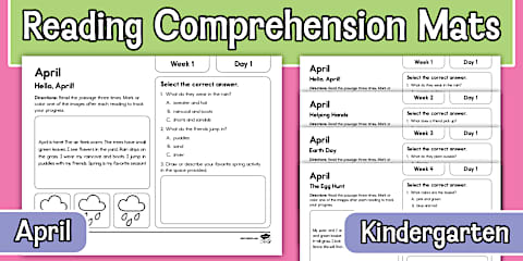 Kindergarten January Daily Reading Comprehension Mats