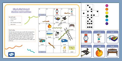 Medial /ch/ Sound Snakes and Ladders