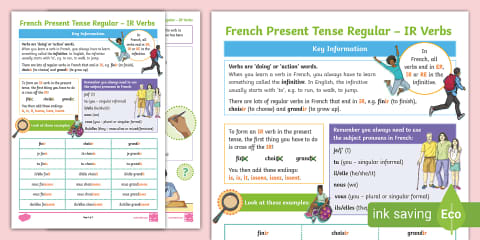 French Grammar: Present Tense Irregular Verbs Worksheet