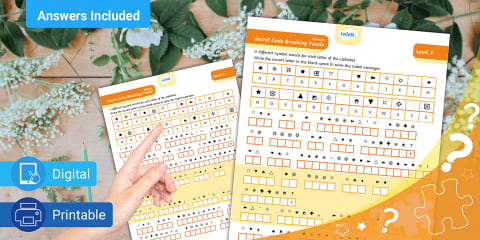 Summer Secret Code Breaking Puzzle - Level 1 Difficulty