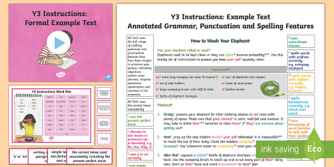 Features of an Instruction Text Checklist KS2