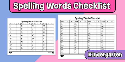 Kindergarten Spelling Bee Word List
