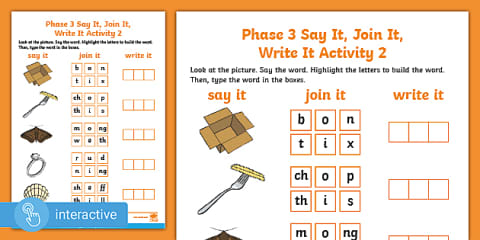 Interactive PDF: Phase 2 CVC Word Building Activity
