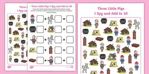 Three Little Pigs I Spy and Add to 20
