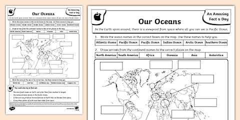 Differentiated Mapping Our Oceans Worksheet