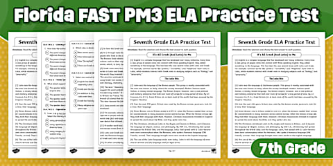 Eighth Grade ELA Practice Test | Florida FAST PM3 Test Prep