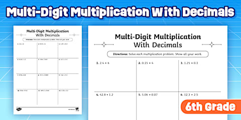 Sixth Grade Math Basic Skills Long Division With Decimals Practice ...