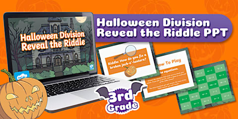 Third Grade Summer Division Reveal the Riddle Math PowerPoint