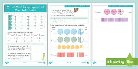 Equivalent Fractions on a Number Line Maths Activity Sheets