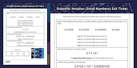 Scientific Notation Activity Sheet