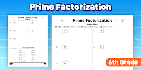 Prime Factors: Tree Diagrams Math Worksheet